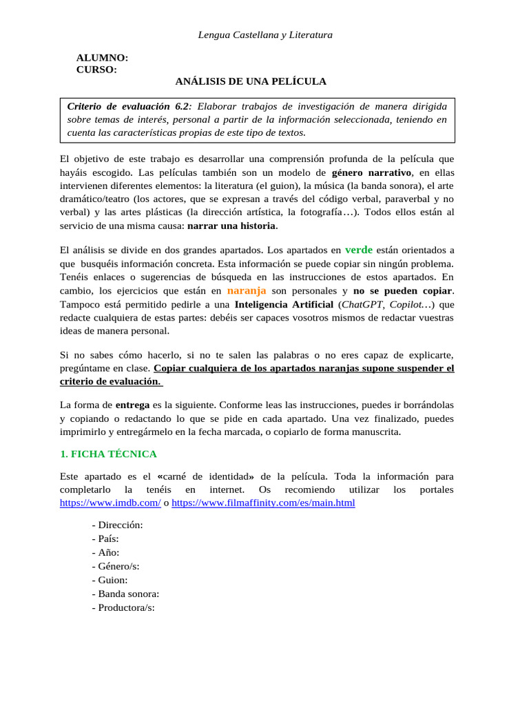 Análisis de Películas: Guía Completa | PDF