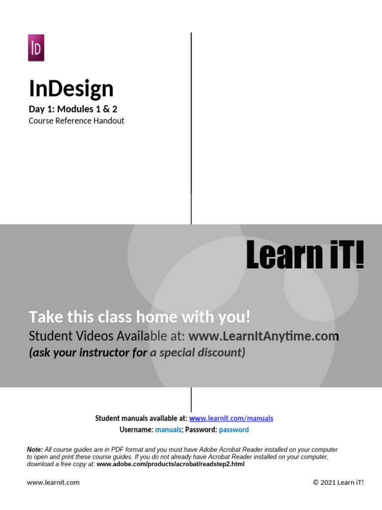 InDesign Day1 - handout-NEW | PDF | Shape | Menu (Computing)