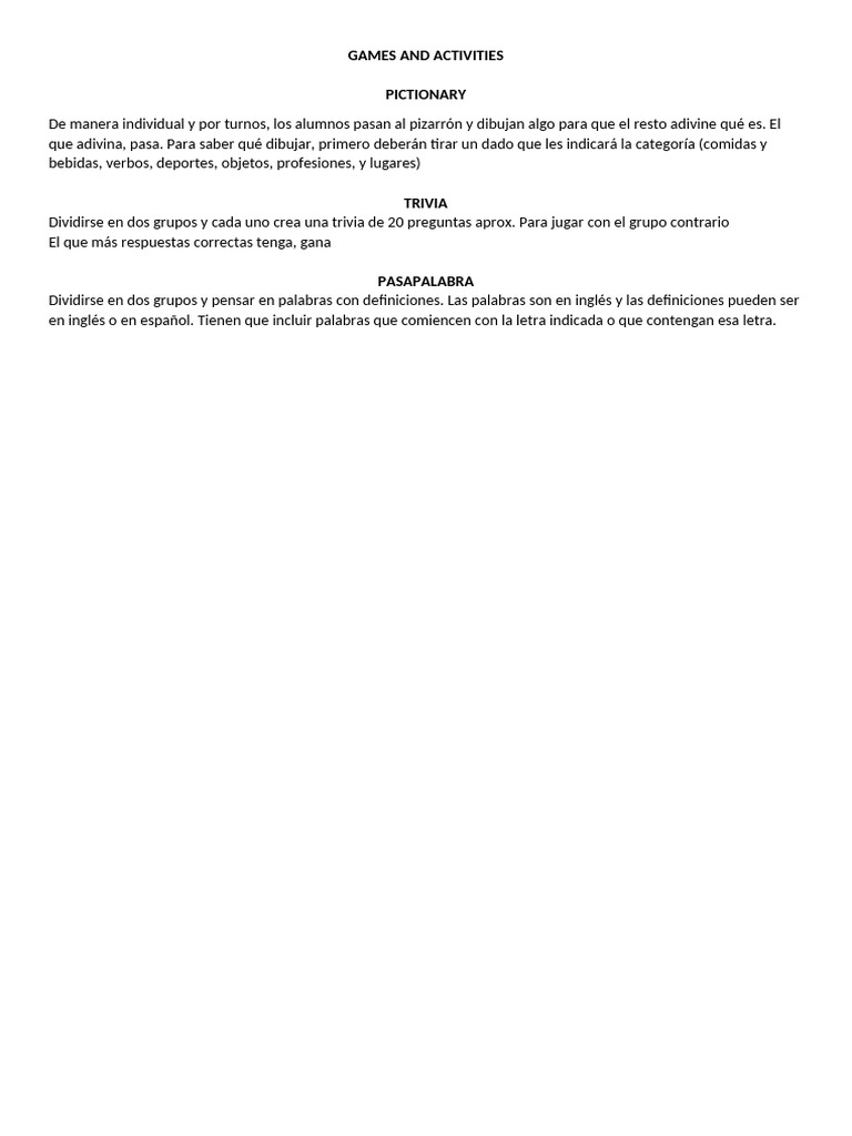 Games And Activities Pdf
