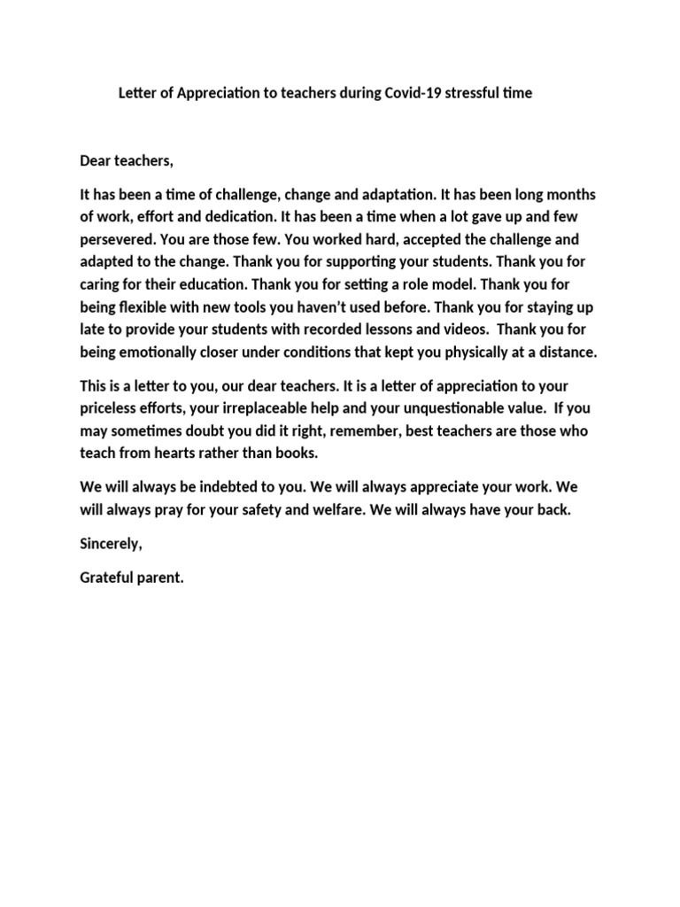 Teacher Appreciation During Covid-19 | PDF