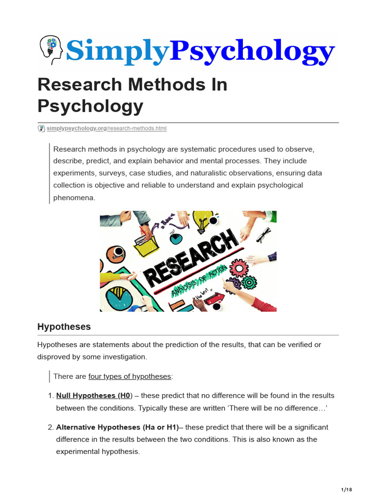 Overview of Psychology Research Methods | PDF | Hypothesis | Sampling ...