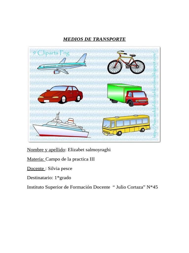Medios de Transporte Secuencia Didactica | PDF | Aprendizaje | Enseñando