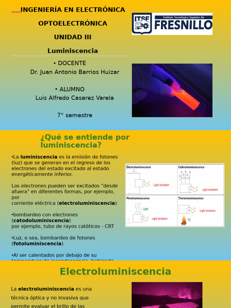 Luminiscencia y sus Tipos en Electrónica | PDF | Espectro de emisión ...