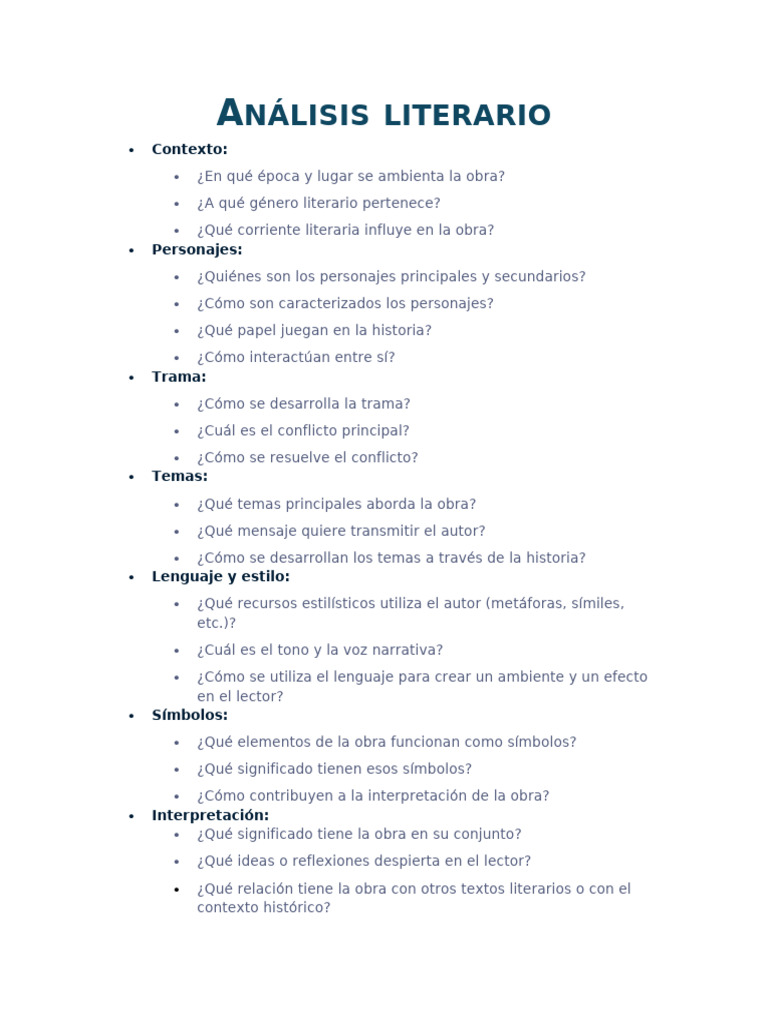 Analisis Literario para Cualquier Obra Literaria Desde Cuento, Novela ...