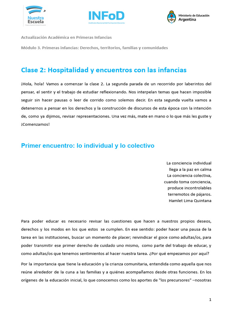 API03. - Clase2 - 1 Clase 3 Derecho Territorio y Flia | PDF | Educación de la primera infancia ...