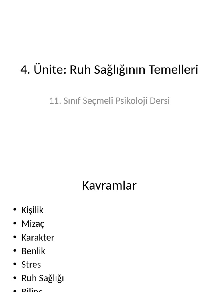 Ruh Sagliginin Temelleri 4 Unite | PDF