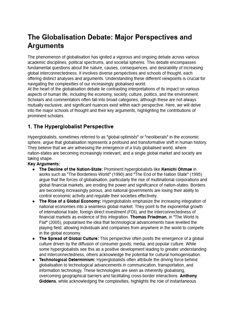Globalisation Debate by Dhurv | PDF | World Systems Theory | Globalization