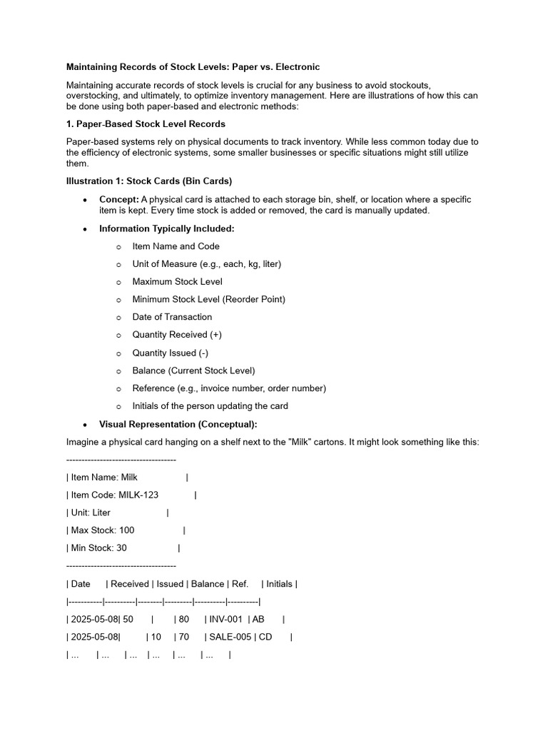 Stock Level Management Methods | PDF | Spreadsheet | Inventory