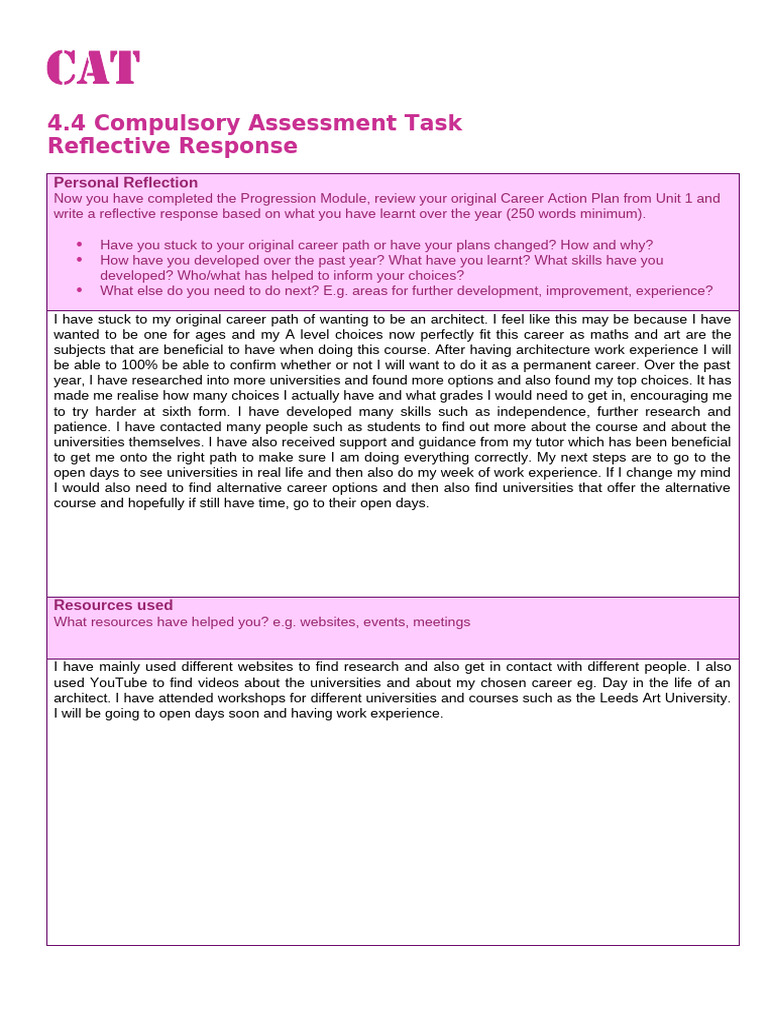 CAT4 4ReflectiveResponse | PDF
