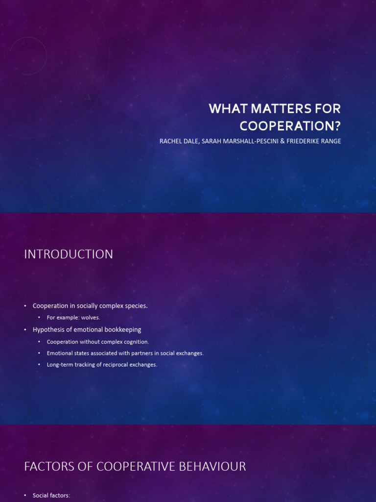 What Matters For Cooperation | PDF | Cooperation | Behavioural Sciences