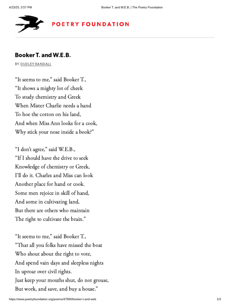 Booker+T +and+w E B ++poem | PDF
