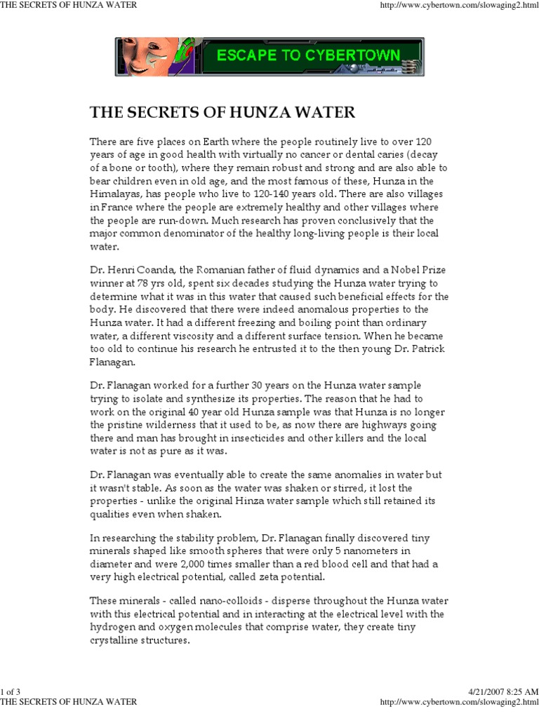 Benefits and Secrets of Hunza Water | PDF