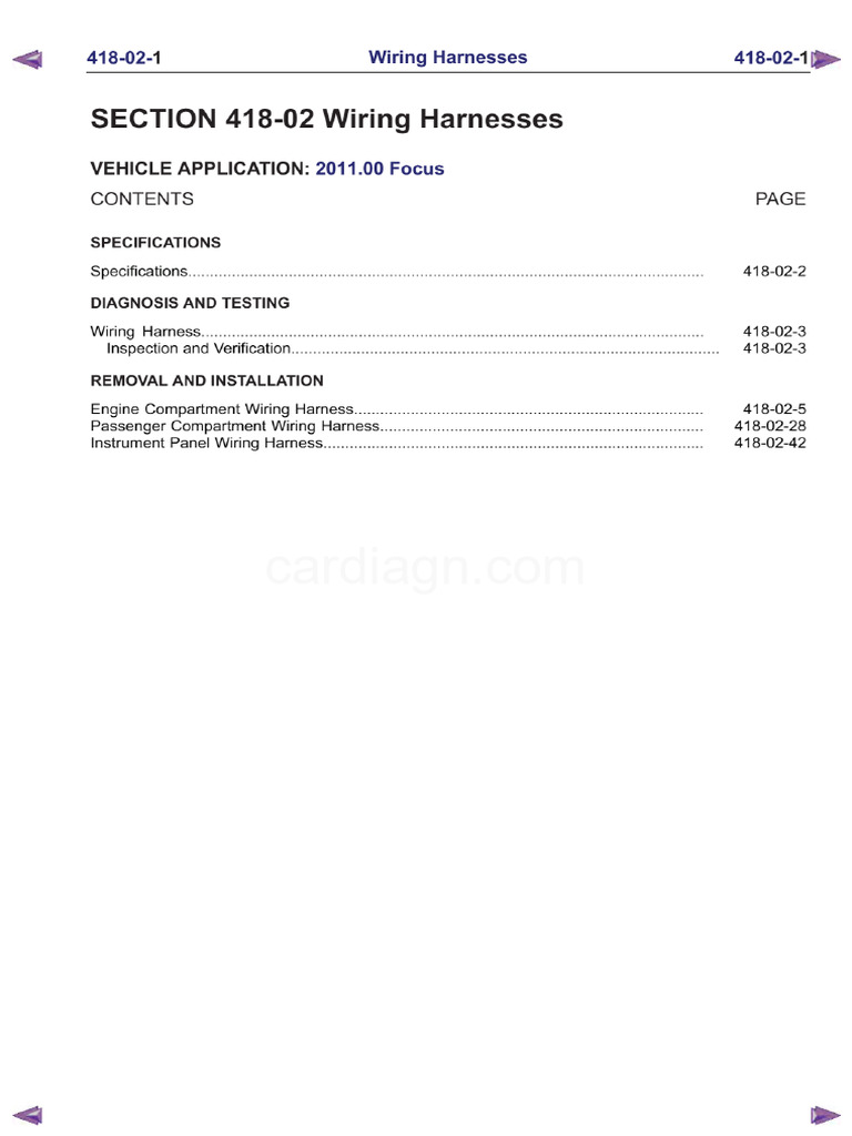 2010 Ford Focus RS - ST Manual - 418-02 Wiring Harnesses | PDF