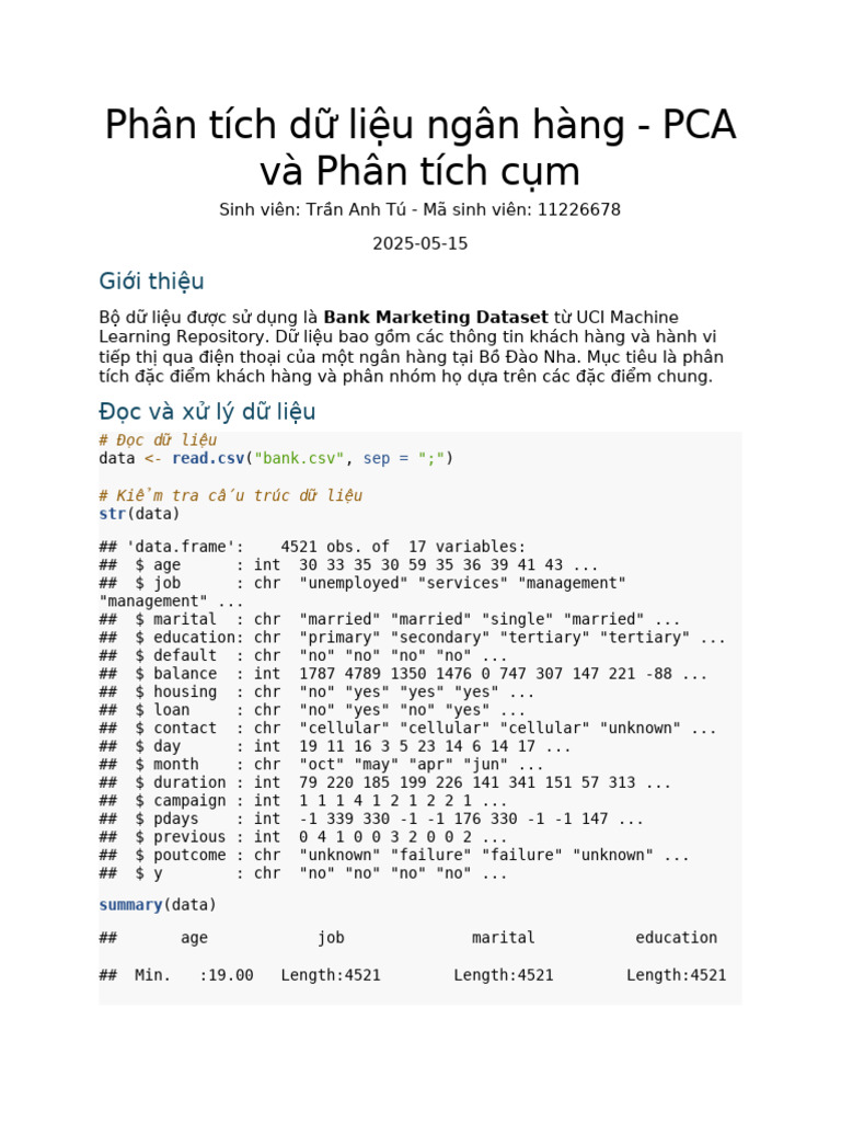 Phan Tich Du Lieu Ngan Hang Tran Anh Tu | PDF