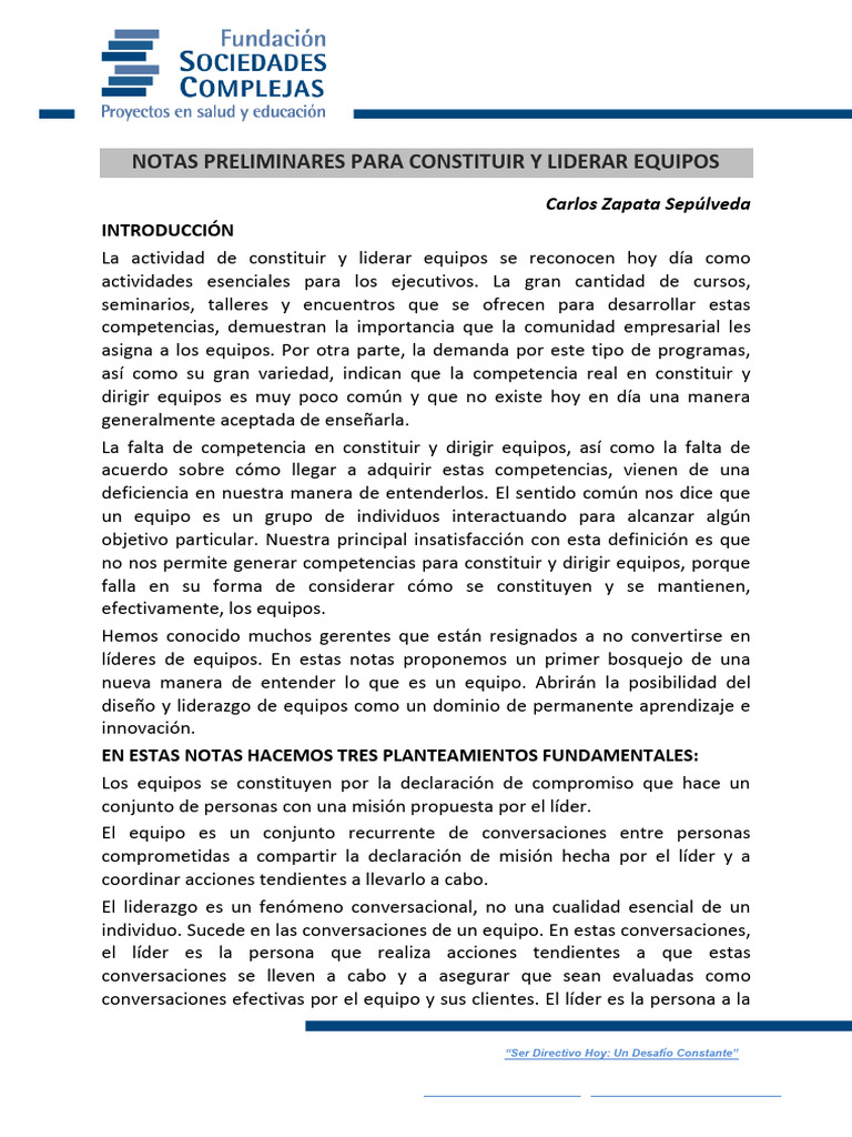 BIBLIOG Zapata Sepúlveda, Notas Preliminares | PDF | Liderazgo