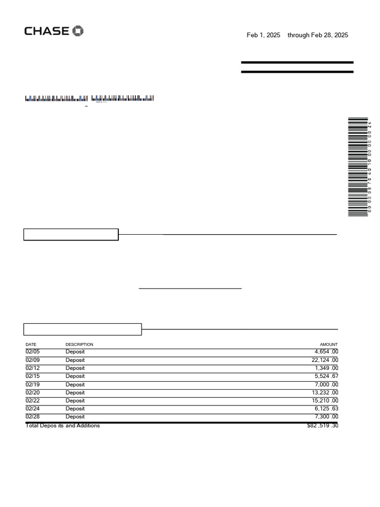 Chase Bank Account Summary February 2025 | PDF | Transaction Account ...