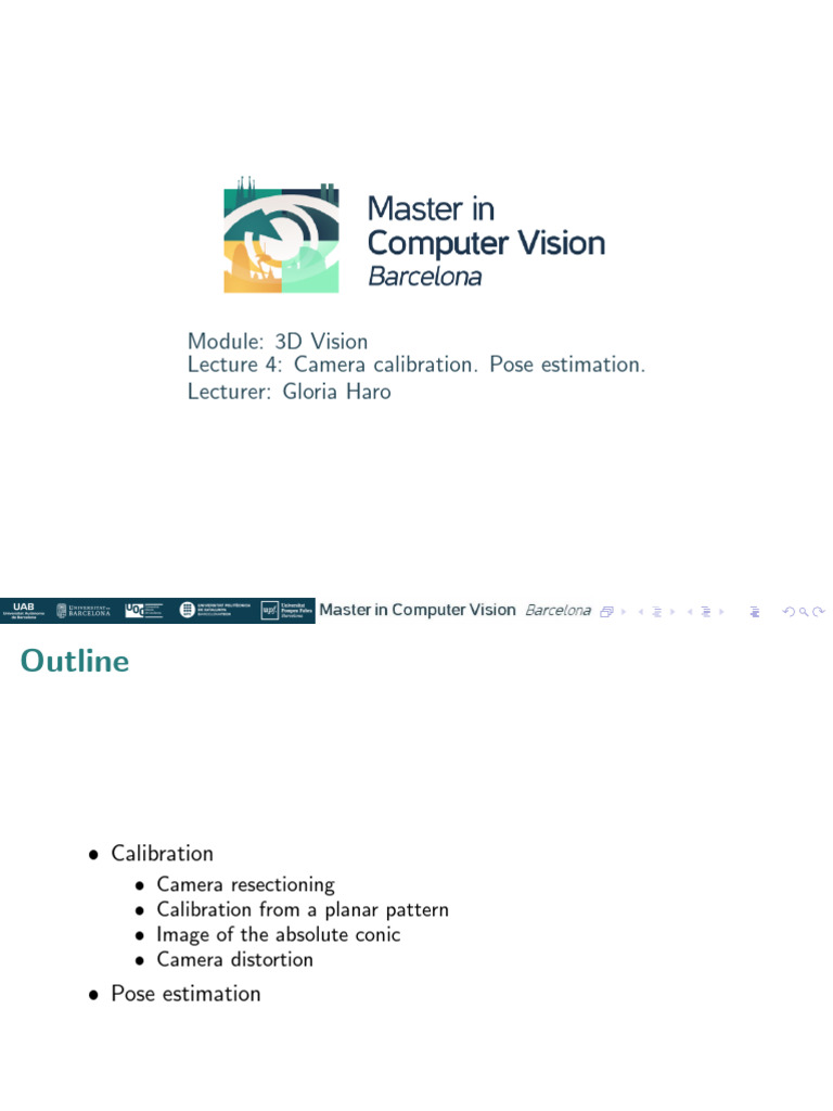 Camera calibration and pose estimation slides | PDF | Mathematical Objects | Linear Algebra