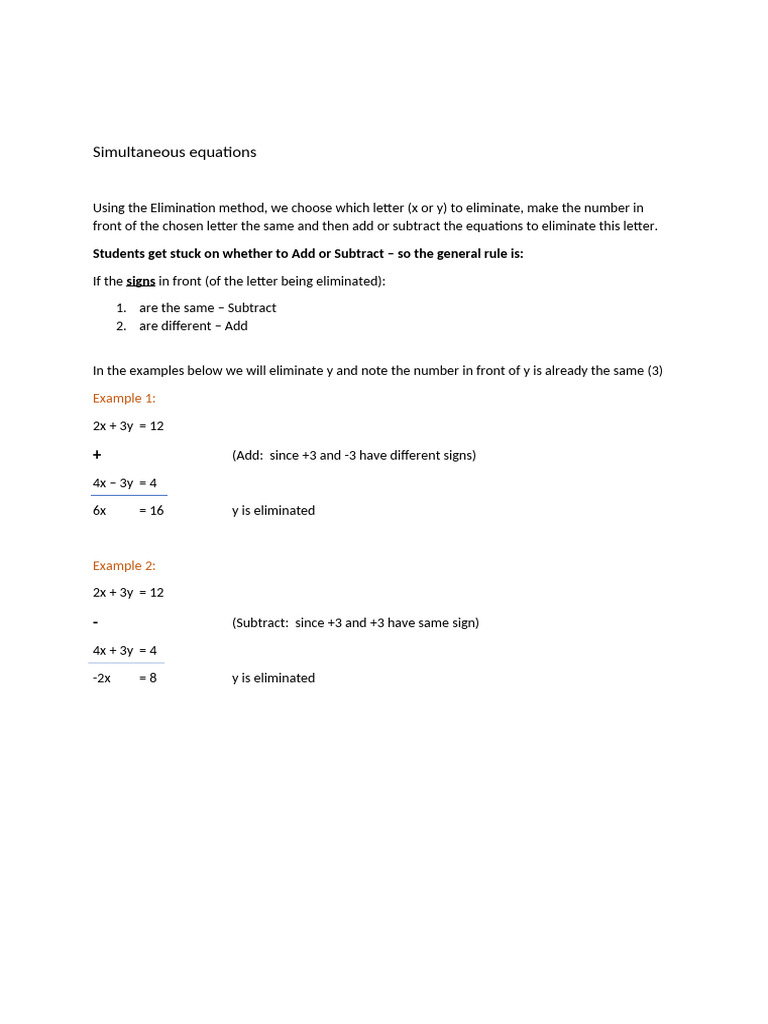 Simultaneous Equations | PDF