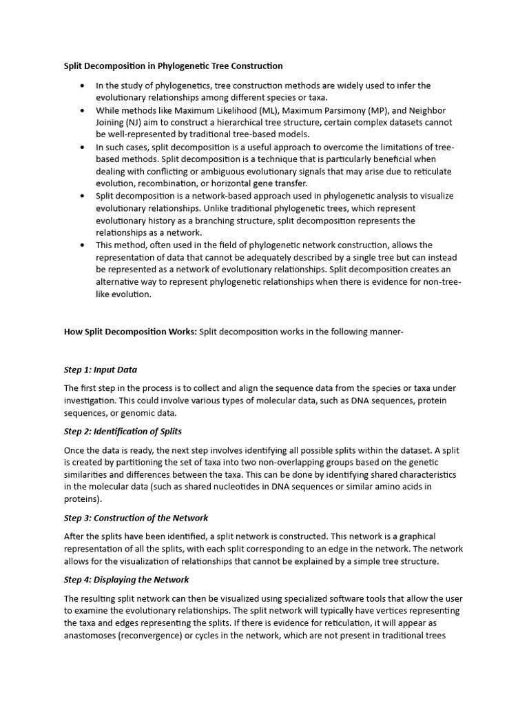 Split Decomposition in Phylogenetic Tree Construction | PDF | Phylogenetics | Phylogenetic Tree