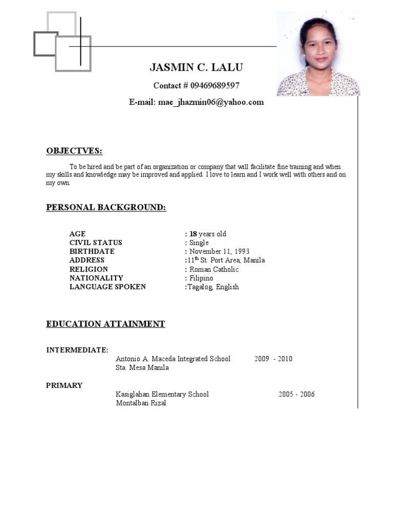 Jasmin C. Lalu Resume Summary | PDF