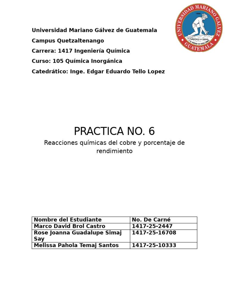 Informe Lab 6 | PDF | Hidróxido de sodio | Cobre