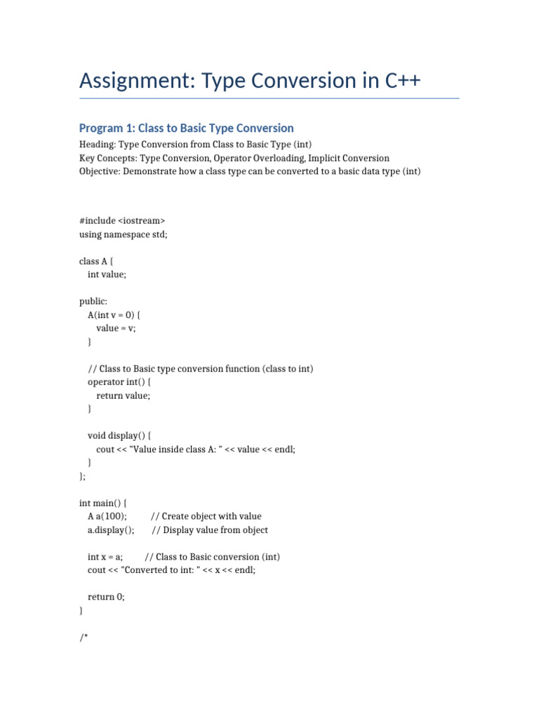 Assignment Type Conversion C++ | PDF | Software Engineering | Control Flow