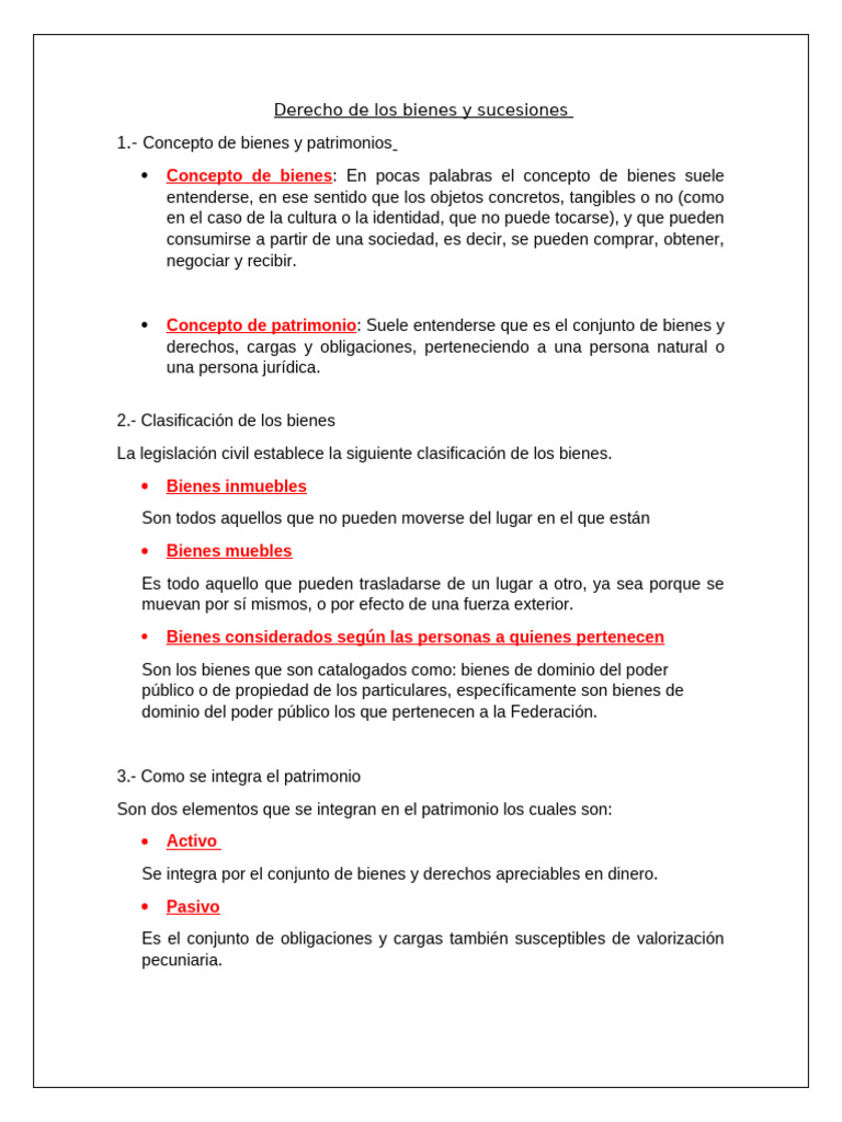 Derecho de los bienes y sucesiones | PDF