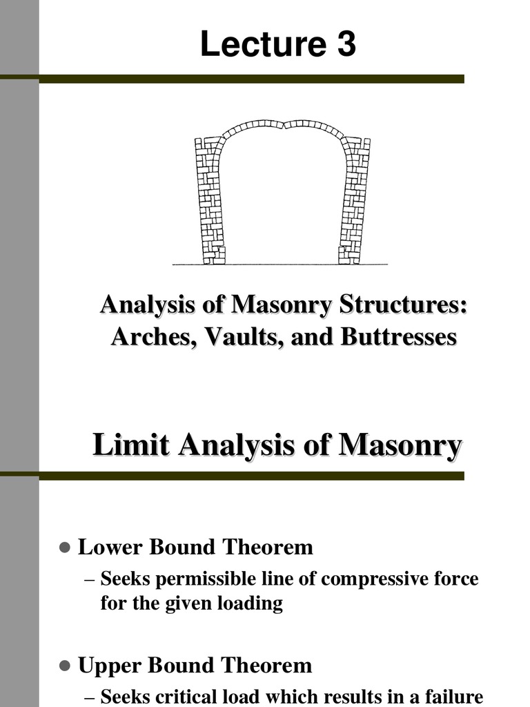 Masonry Structures Analysis Guide | PDF | Vault (Architecture) | Stress ...