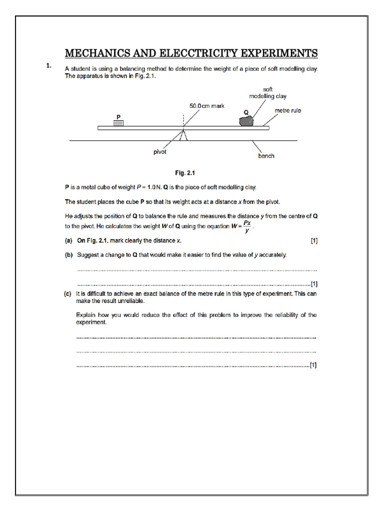 Mechanics and Electricity Experiments | PDF