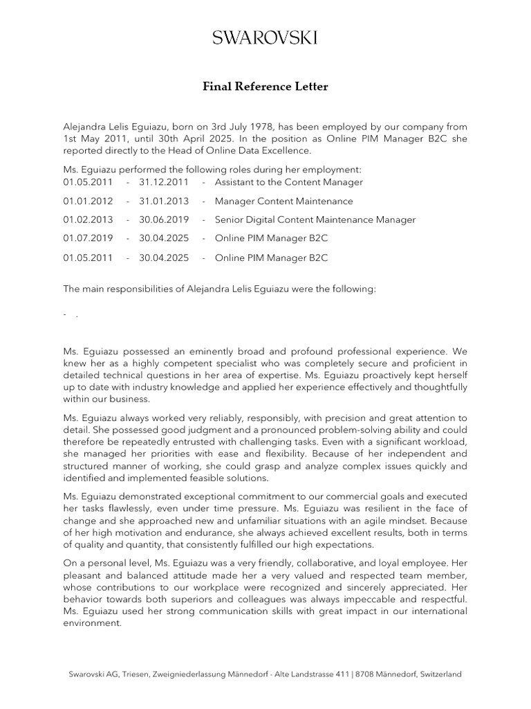 Letter of Reference - Eguiazu Alejandra Lelis | PDF | Behavioural ...