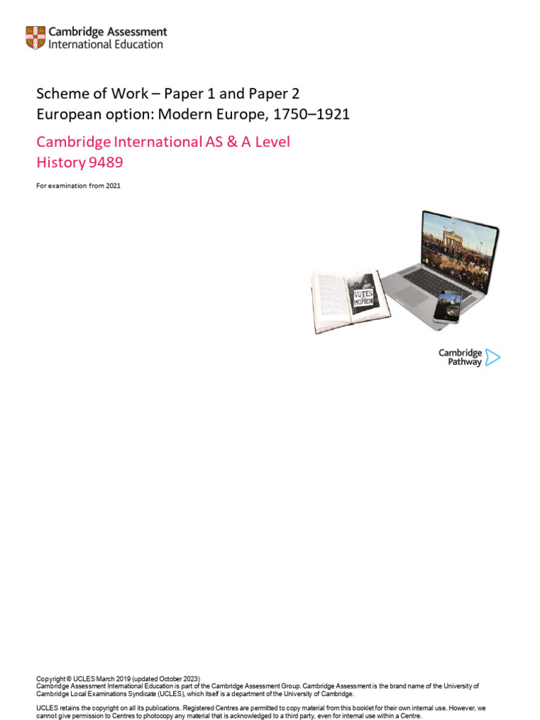 9489 Scheme of Work Paper 1 and 2 - European History (For Examination ...