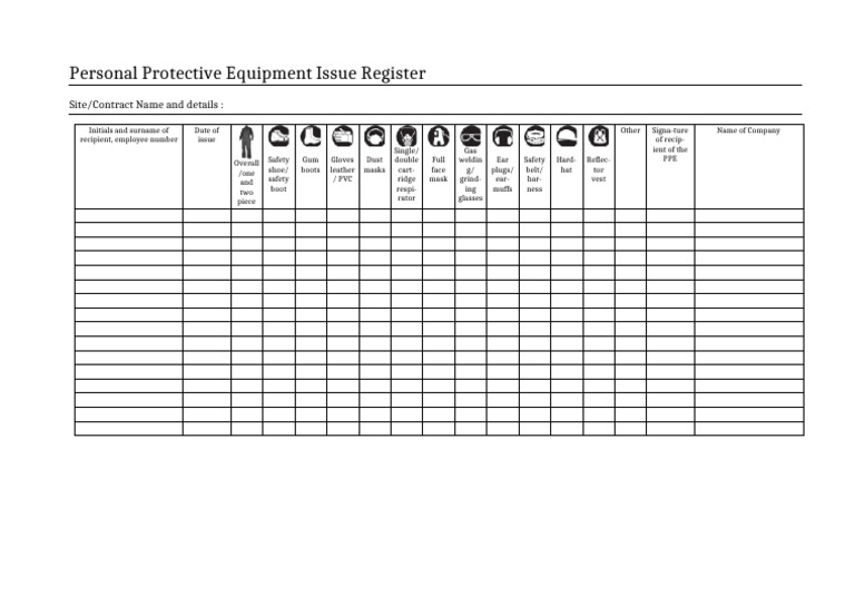PPE Issue Register Template | PDF