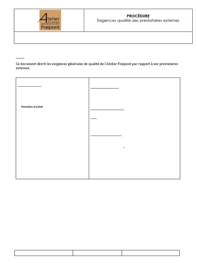 Exigences Qualite Des Prestataires Externes | PDF | Système de ...