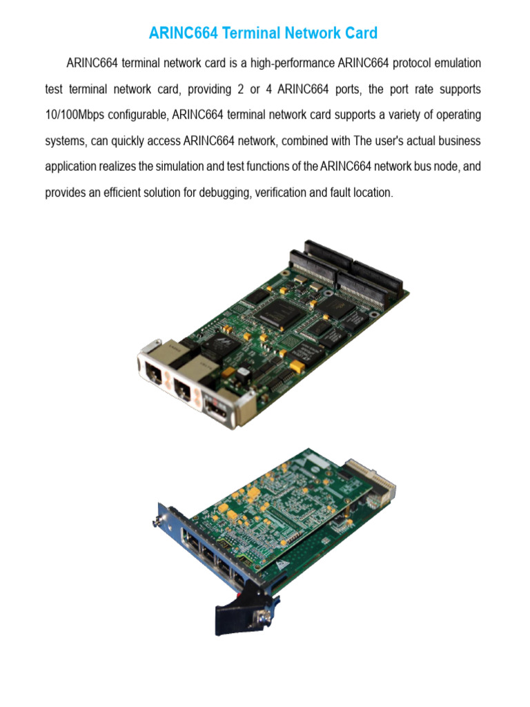 ARINC664 Terminal Network Card Overview | PDF | Computer Network ...