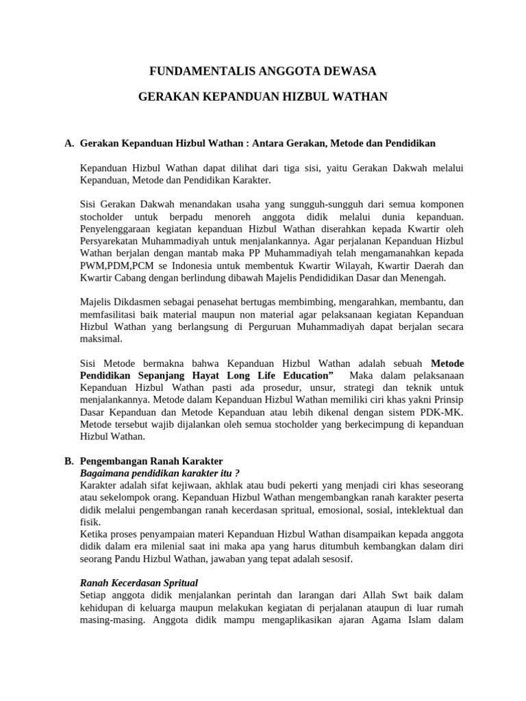 Fundamentalis Gerakan Gerakan Kepanduan Hizbul Wathan | PDF