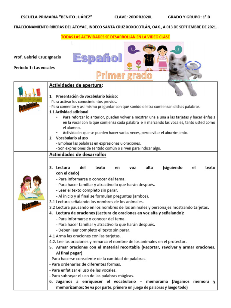 Las Vocales Modulo 1 Aprendo A Leer y Es | PDF | Alfabeto | Escritura