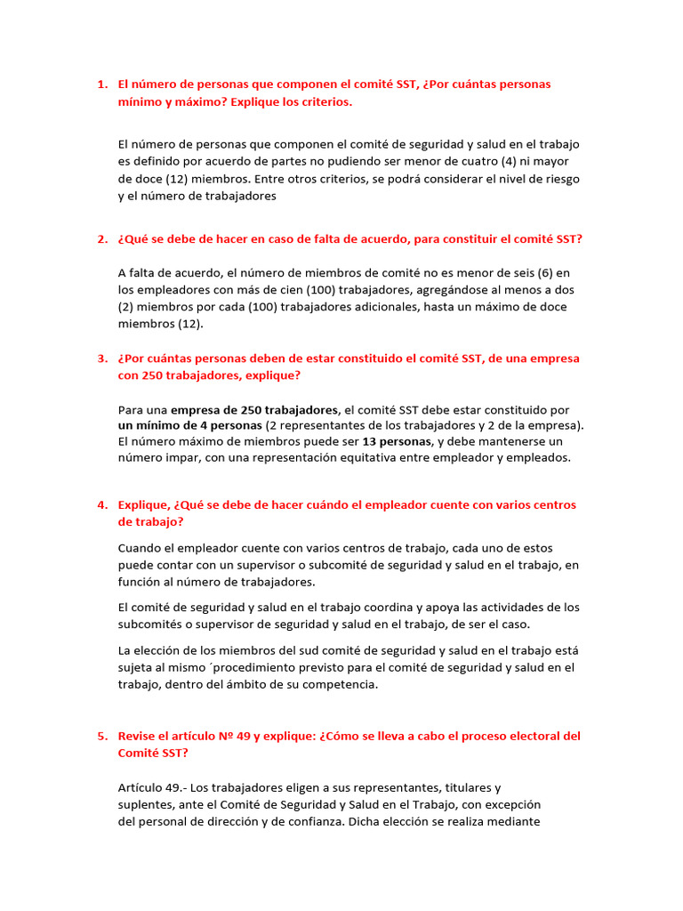 Comite SST 2025 | PDF | Seguridad y salud ocupacional | Votación