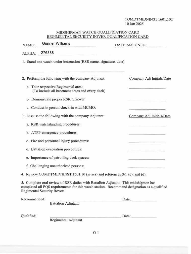 Regimental Rover Qual Card | PDF