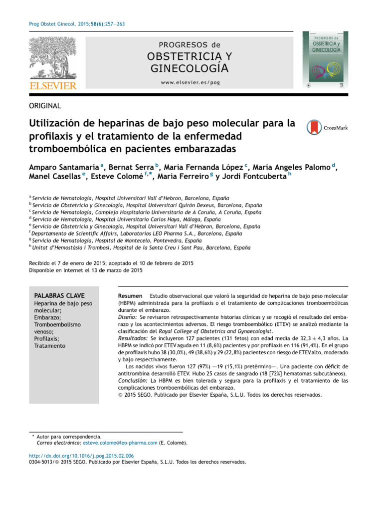 tromboproxilacis hepatina bajo peso en embarazo | PDF | Especialidades ...