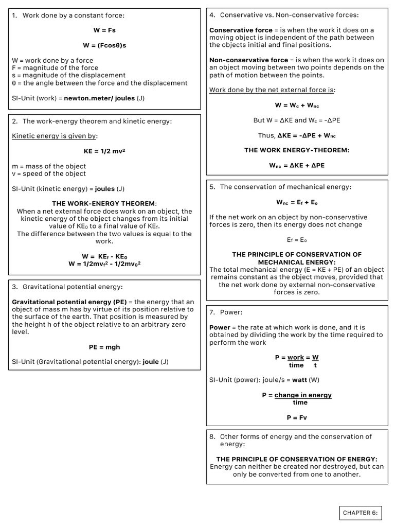 Chapter 6 - Work and Energy | PDF | Force | Potential Energy