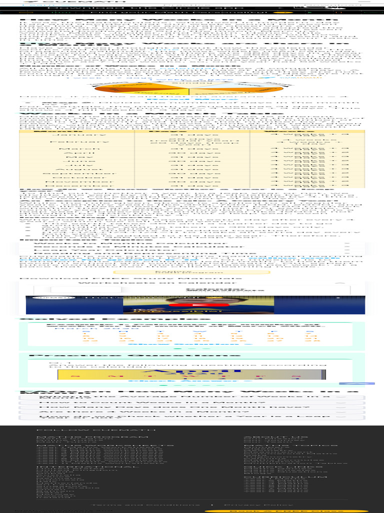 How Many Weeks in A Month Weeks in A Month - Examples, Worksheets | PDF ...