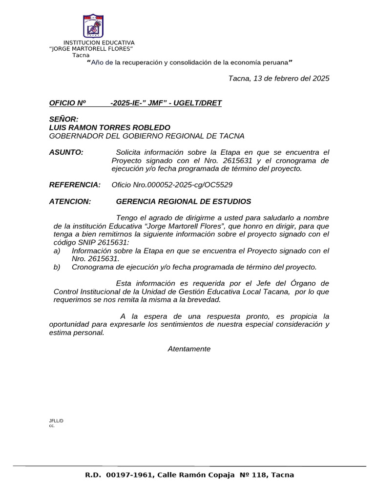 OFICIO Gobierno REGIONAL | PDF