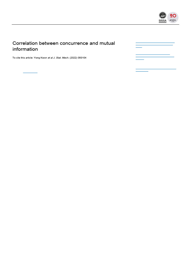 Correlation Between Concurrence and Mutual | PDF | Probability Density ...