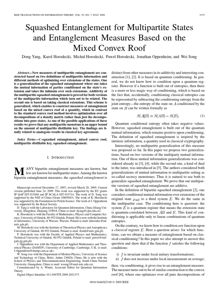 Squashed Entanglement For Multipartite States and Entanglement Measures ...