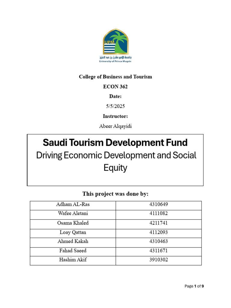 Saudi Tourism Development Fund | PDF | Saudi Arabia | Macroeconomics