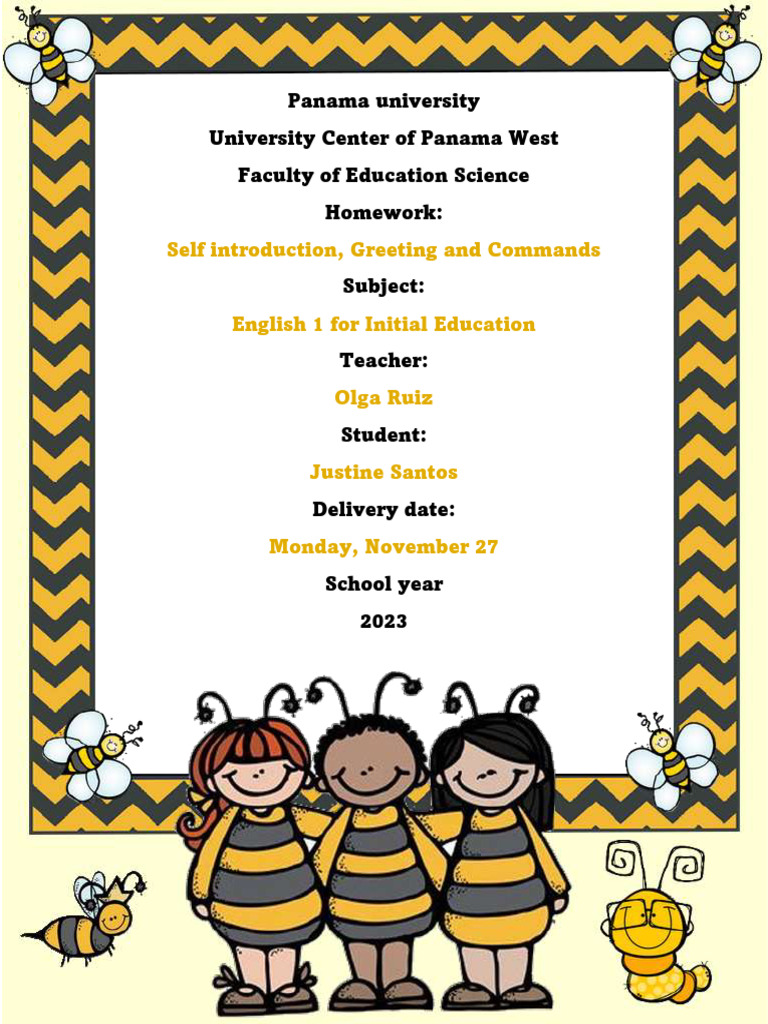 Homework, Self Introduction Greeting and Commands | PDF