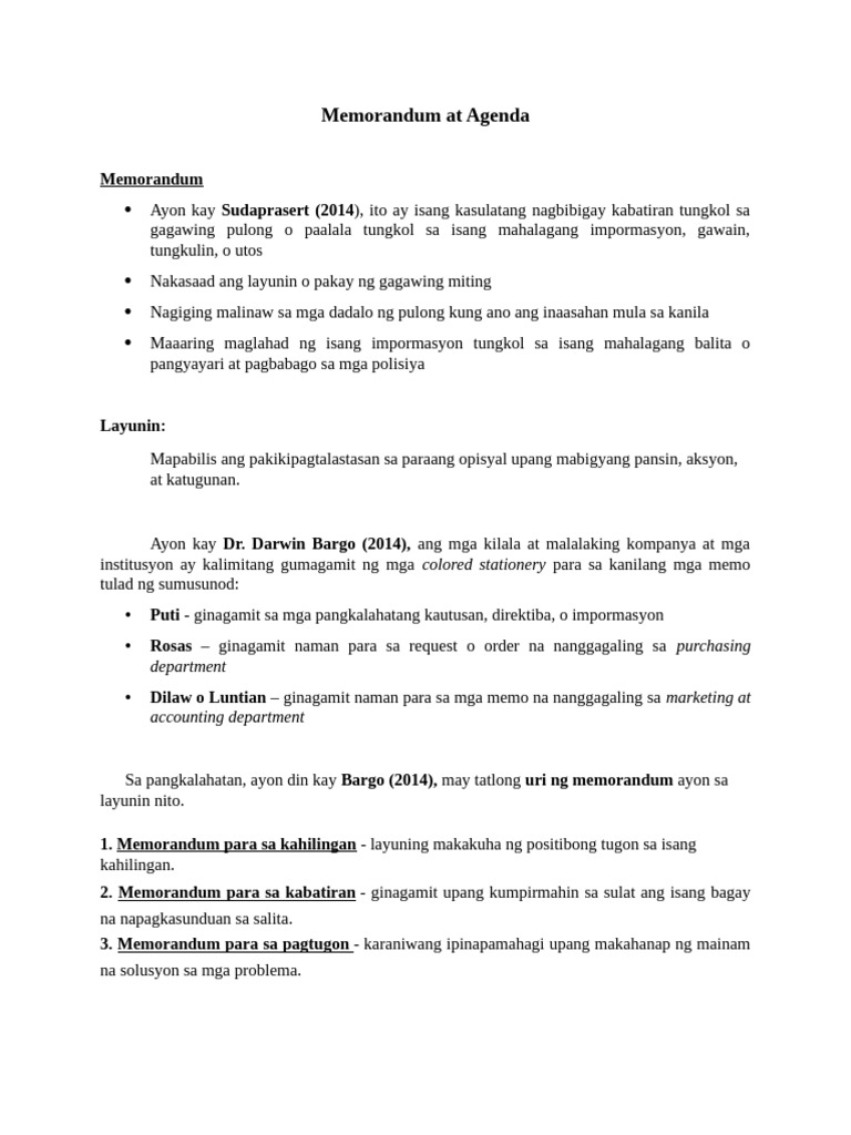 Memo Agenda Handouts | PDF