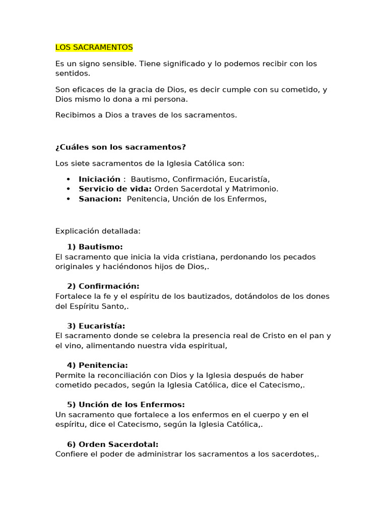 Sacramentos y Credo de la Iglesia Católica | PDF | Confirmación ...