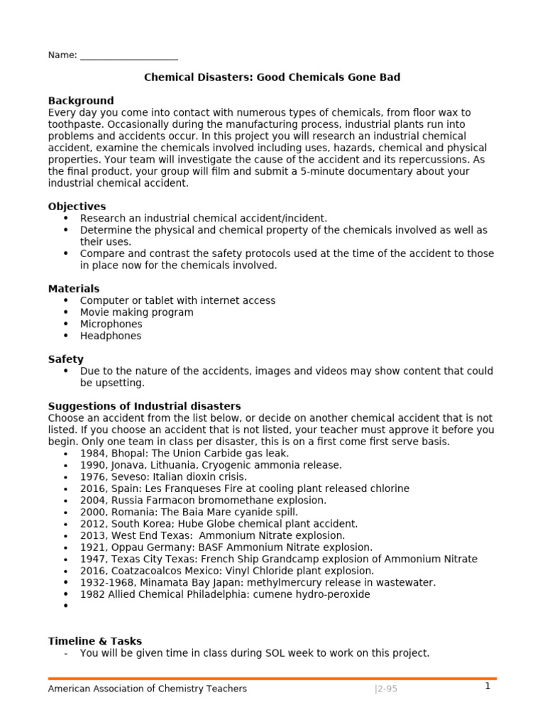 Chemical Disasters Project Info Sheet | PDF