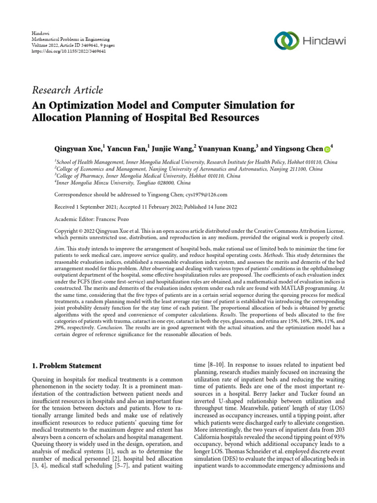 Allocation Planning of Hospital Bed Resources | PDF | Patient | Hospital